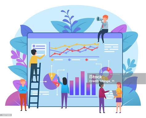 차트와 다이어그램 큰 페이지 가까이 일 하는 작은 사람들 개념에 대한 스톡 벡터 아트 및 기타 이미지 개념 개념과 주제 개발 Istock