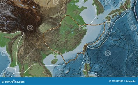 Yangtze Plate Dashed Patterson Cylindrical Topografic Stock Illustration Illustration Of
