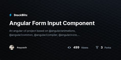 Angular Form Input Component Stackblitz