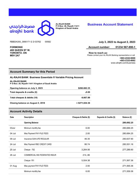 Al Rajhi Bank Company Account Statement Template 100 Free Bizregcc