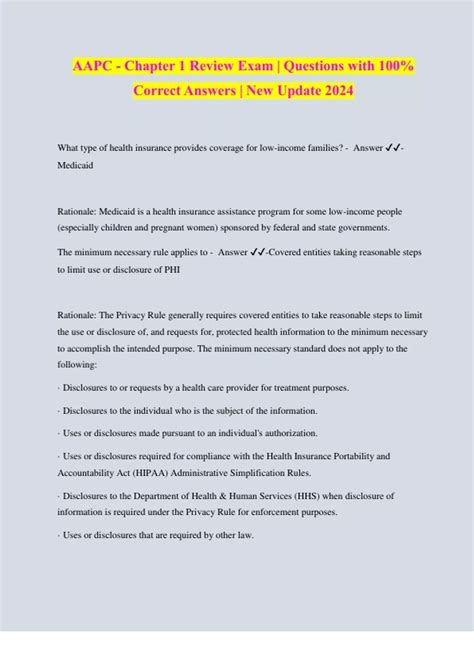 Aapc Chapter 1 Review Exam Questions With 100 Correct Answers New Update 2024 Aapc