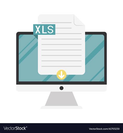 Desktop With Xls Document Royalty Free Vector Image