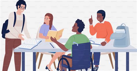 학교 아이들의 그룹은 반 평면 컬러 벡터 문자입니다 편집 가능한 그림 흰색에 전신 사람들 웹 그래픽 디자인 및 애니메이션을 위한 간단한 만화 스타일 일러스트레이션 벡터