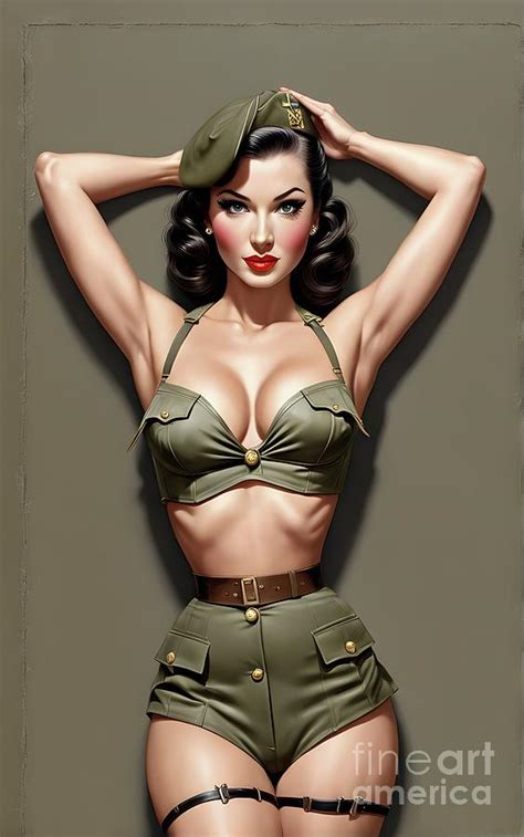 1950s Army Pin Up Digital Art By Sen Tinel Fine Art America