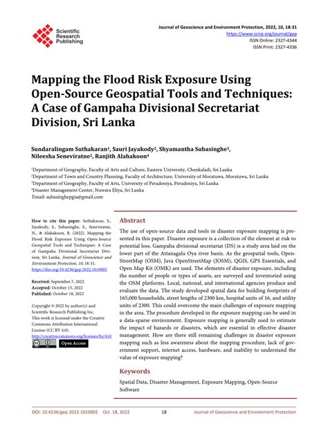 Pdf Mapping The Flood Risk Exposure Using Open Source Geospatial