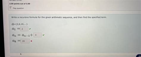 Solved Write A Recursive Formula For The Given Arithmetic