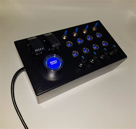 PC USB Box 31 Functions Back Lit Blue Push Buttons Toggles Encoders Mini Toggles Backlit
