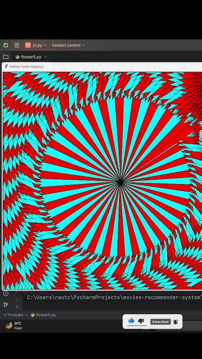 Draw Beautiful Rainbow 🌈 Vortex Using Python 🐢python Viral Shorts