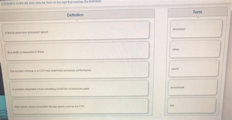Solved A Definition On The Left Then Click The Term On The
