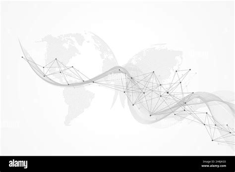 World Map Point With Global Technology Networking Concept Digital Data Visualization Lines