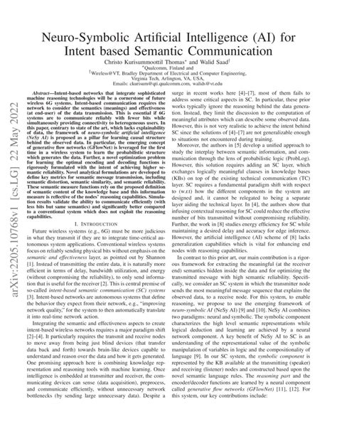 Neuro Symbolic Artificial Intelligence Ai For Intent Based Semantic Communication Deepai