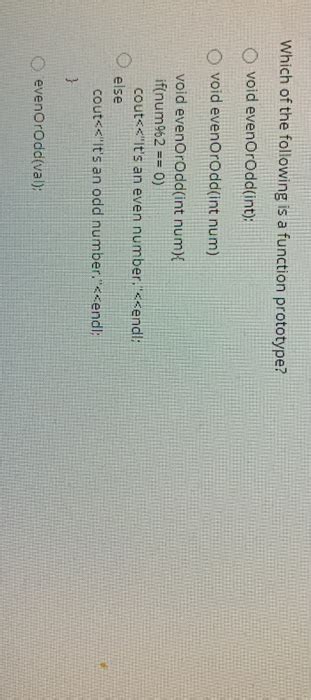 Solved Which Of The Following Is A Function Prototype Void