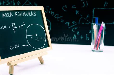 Blackboard With Hand Written Geometry Area Formulas Stock Image Image Of Figures Maths 305137465