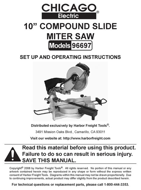 Chicago Electric Miter Saw 61970 Parts