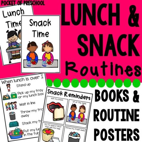 Lunch And Snack Time Visual Routine Reminder Charts And Read Alouds