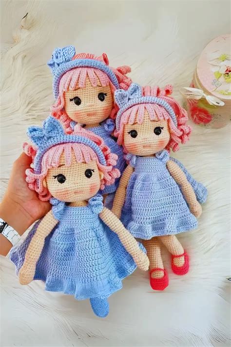 Boneca Cabelo Rosa Croche Uma Arte