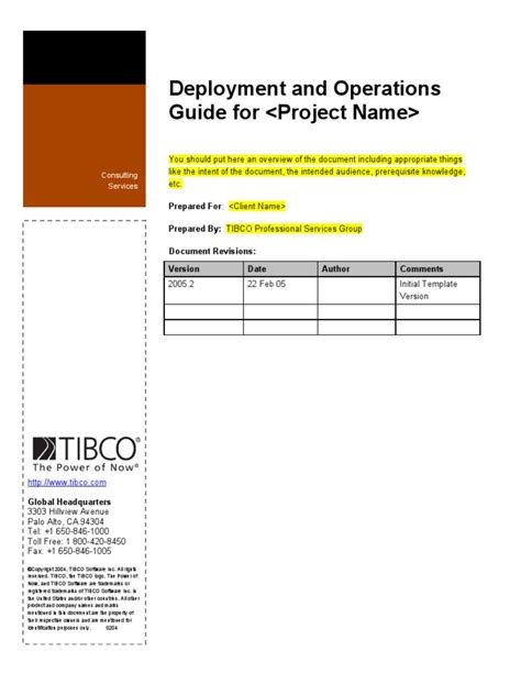 Tibco Psg Deployment And Operations Guide Template Pdf Port