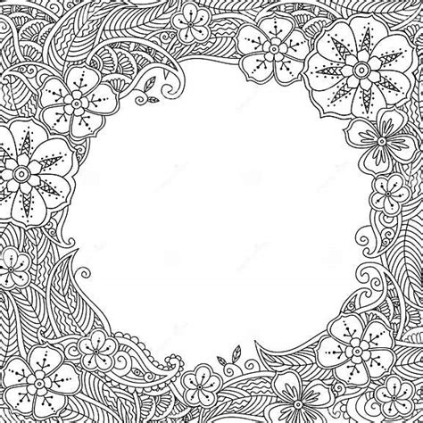 Mano Floral Dibujada Alrededor De Marco En Estilo Del Zentangle