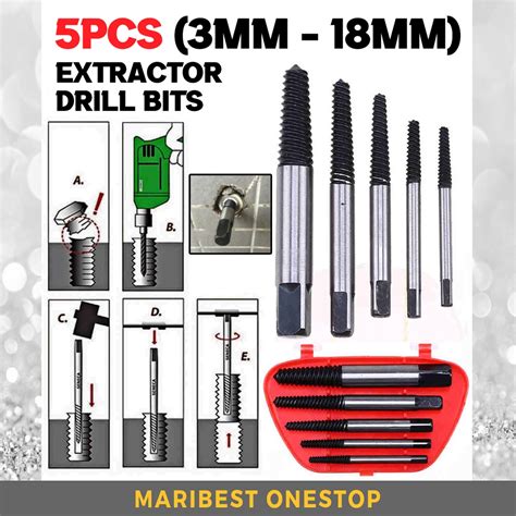 5pcs Screw Extractor Drill Bits Heavy Duty 3mm 18mm Shopee Malaysia