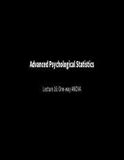 Understanding One Way ANOVA In Advanced Psychological Statistics Course Hero