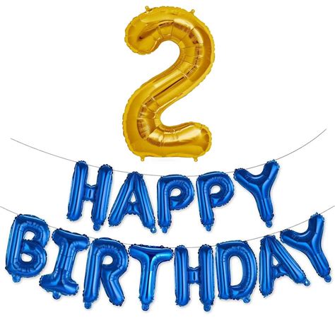 Hirva 2nd Birthday Decorations Combo Happy Birthday Foil Balloon And