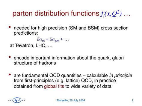 Ppt Parton Distribution Functions From Global Fits Powerpoint