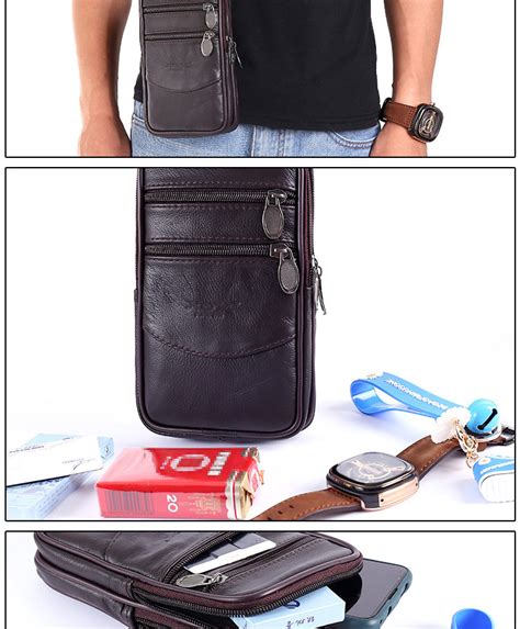 Badu Bg Мъжки чанти за кръста от естествена кожа Чанти за телефонни чанти Мъжка ръчна чанта