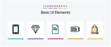 Basic Ui Elements Line Filled 5 Icon Pack Including Warning Alert Arrows Buy Hand Bag