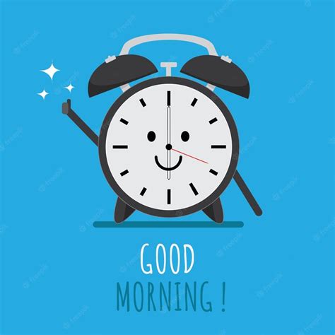 귀여운 알람 시계 만화 캐릭터 일러스트 프리미엄 벡터