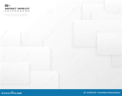 Abstract Gradient Gray And White Color Paper Cut Template Design Background Stock Vector
