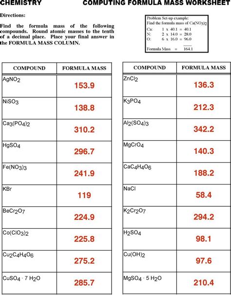 Molar Mass Worksheet Answer Key Pro Worksheet