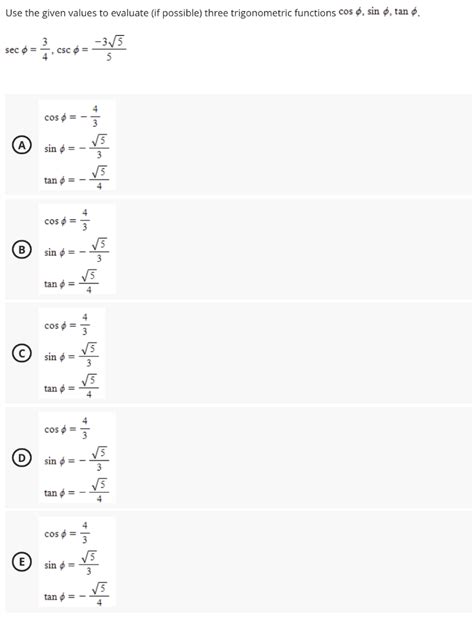 Solved Use The Given Values To Evaluate If Possible Three Chegg