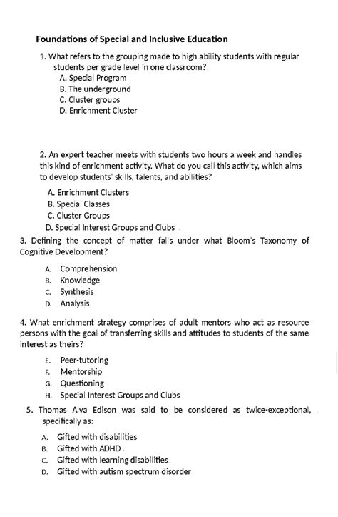 Fsie Sec2 Summative Final Foundations Of Special And Inclusive