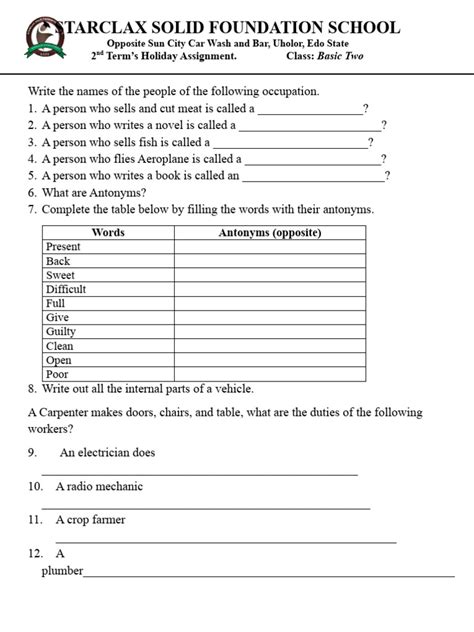 Holiday Assignment Pdf