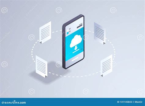 Online Downloading Mobile Application Computing Cloud Synchronization Concept Network Sync