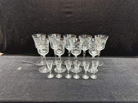 Etched Crystal Stemmed Glasses