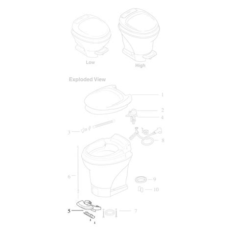 Thetford® 31709 Aqua Magic™ V Foot Pedal Flush White Plastic Flush