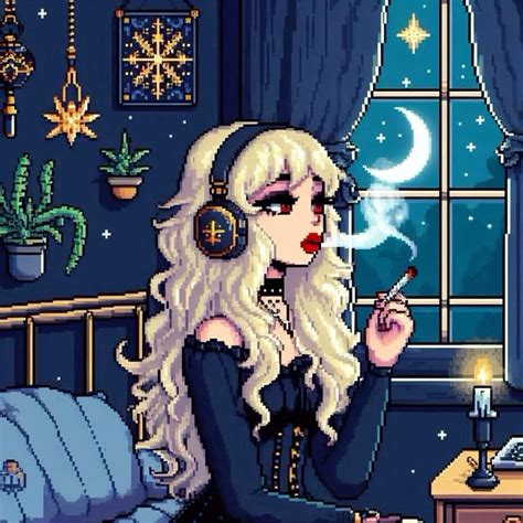 Pixel Art Goth Girl In 2025 Pixel Art Cute Drawings Art