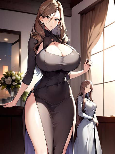 Tall And Busty Anime Girl In A Grey Dress By Jdtufts On Deviantart