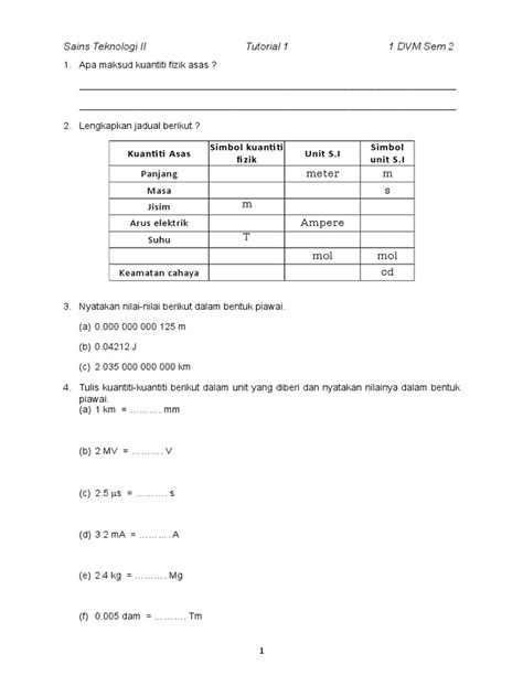 Tutorial 1 Kuantiti Fizik Pdf