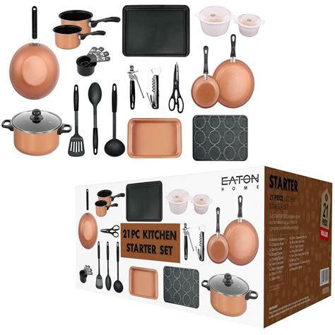 Copper 21 Pcs Cookware And Utensil Starter Set