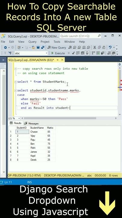 Copy Only Search Filter Records Into New Table Sql Server Using Case