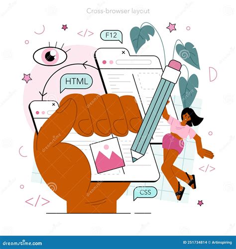 Frontend Development Concept Website Interface Design Improvement Stock Vector Illustration