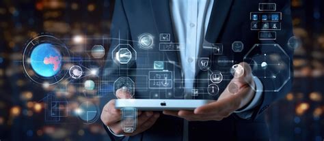 Businessman Holding Icon Big Data Screen Business Analysis And Economic