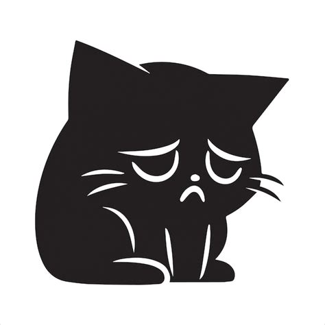 Silueta Del Vector Del Gato Triste Vector Premium