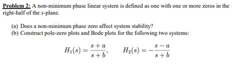 Solved Problem 2 A Non Minimum Phase Linear System Is