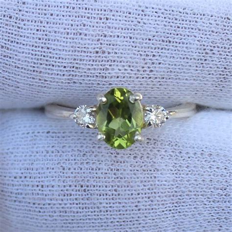 Handmade Oval Peridot Ring Sterling Silver And Cubic Zirconia Etsy