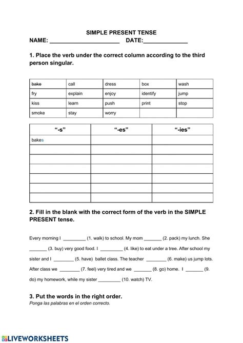 Present Simple Tense Worksheet