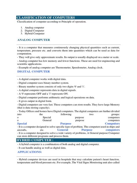 Basic Computer Notes 4 Pdf Personal Computers Supercomputer