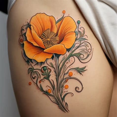 California Poppy Tattoos Meaning Symbolism 88 Designs Hbtat2
